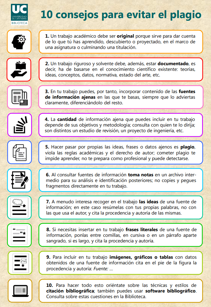 10 consejos a ofrecer desde las bibliotecas para evitar el plagio en trabajos académicos y de ...